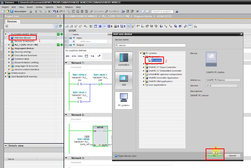 🧾 Setting & Konfigurasi TIA Portal WinCC dengan PLCSIM Advanced RT